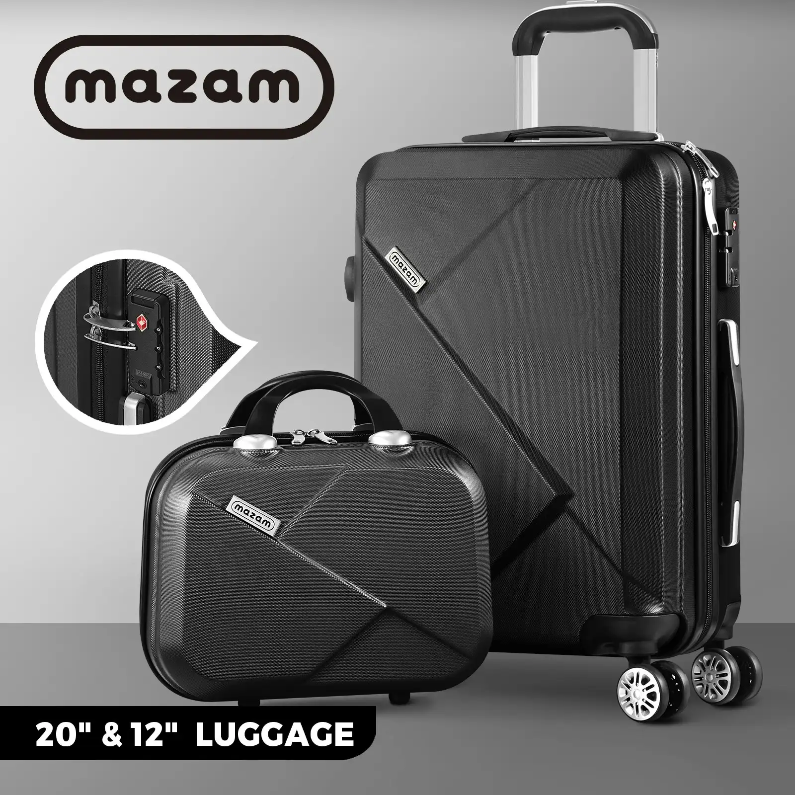 Mazam 2PCS Luggage Suitcase Trolley Set Travel TSA Lock Storage Hard ...